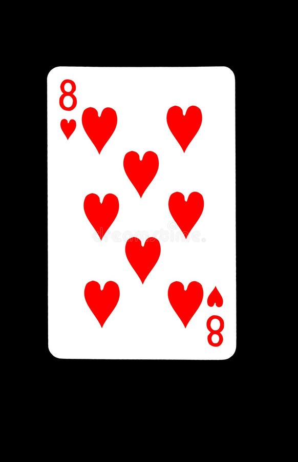 Eight of Hearts Playing Card on Black Background Stock Illustration ...