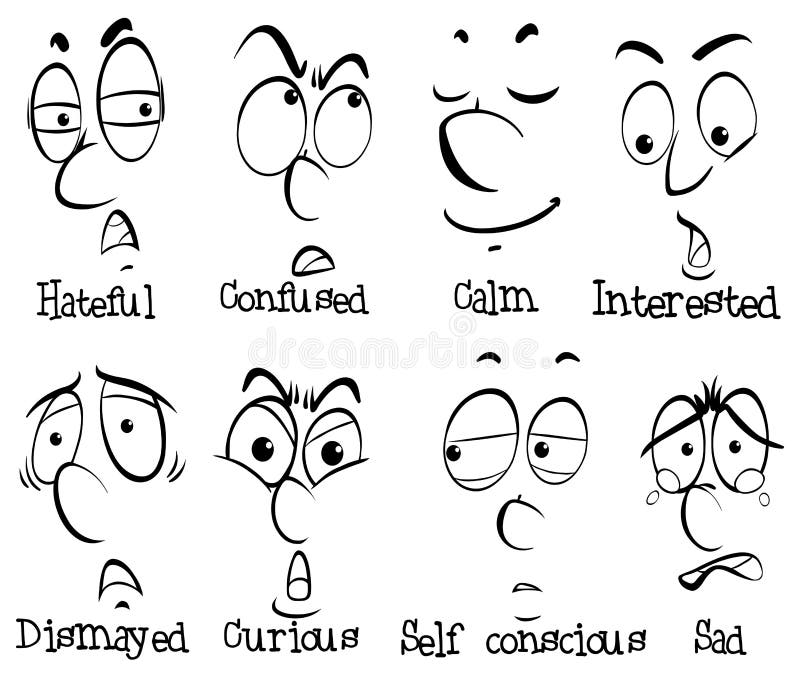 Eight Human Faces with Different Emotions Stock Vector - Illustration ...