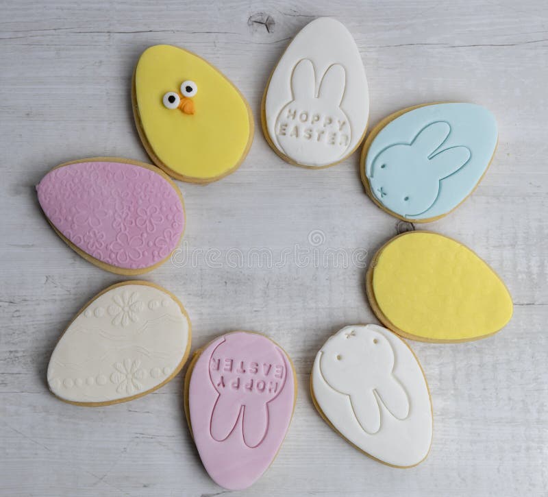 Eight Iced Easter Cookies Arranged in a Circle Stock Image - Image of ...