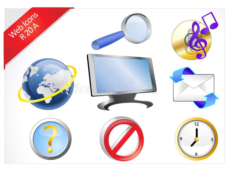 Eight Internet Icons R-series Stock Illustration - Illustration of ...