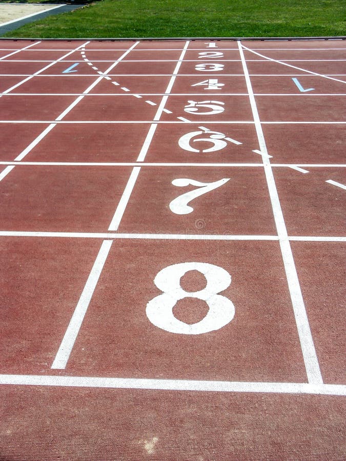 Running Track with Starting Numbers Stock Photo - Image of numbered ...