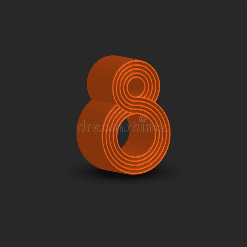 Eight Logo 3d Number 8 Isometric Shape, Orange Mathematical Symbol from ...