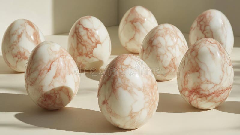 Eight Marble Eggs Displayed in Soft Light Stock Illustration ...