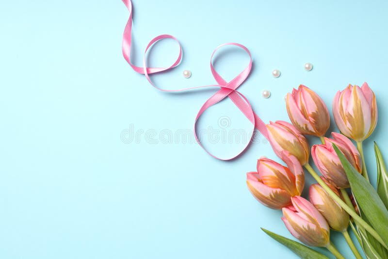 Eight March Concept on Blue Background, Space for Text Stock Image ...