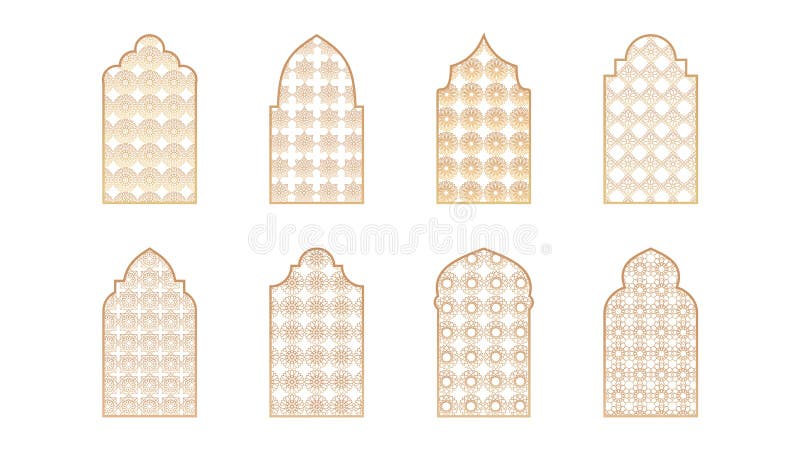 Eight Mosque Windows Isolated on White Background Stock Vector ...