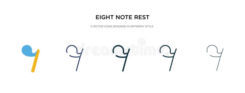 Eight Note Rest Icon in Different Style Vector Illustration. Two ...