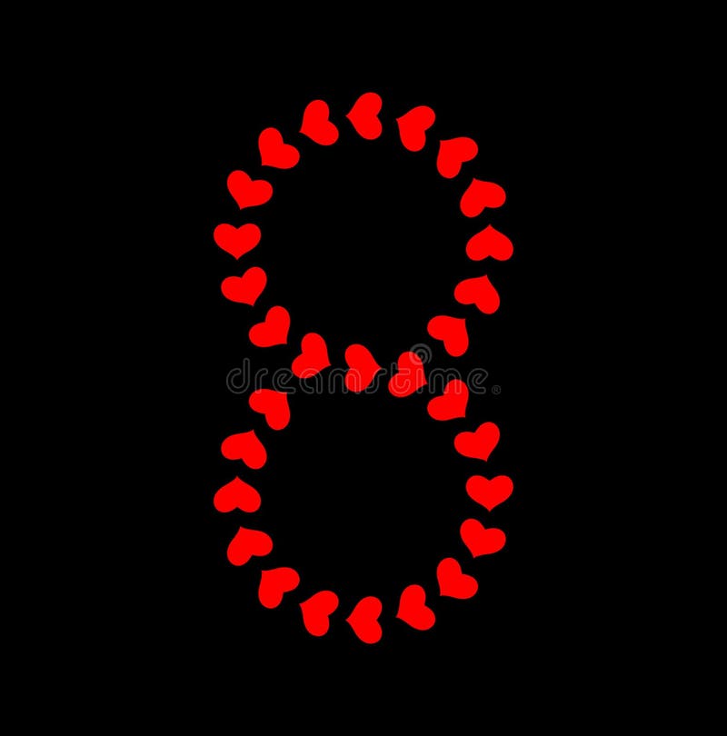 The Eight Number with Red Hearts Vector Icon Stock Illustration ...