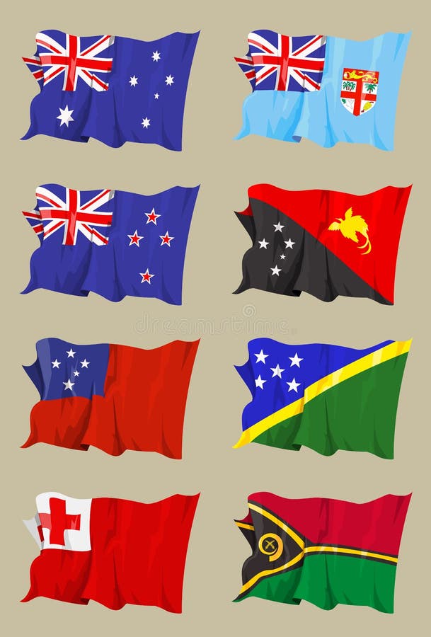 Eight Oceanic flags stock illustration. Illustration of national - 6293662