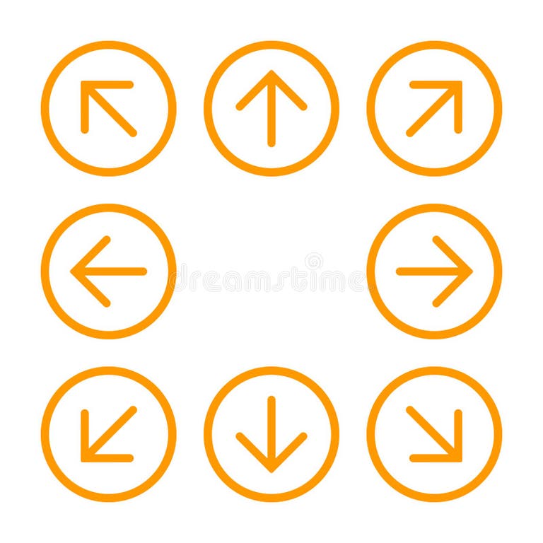 8/eight Orange Arrows in Circle with Different Directions Stock Vector ...