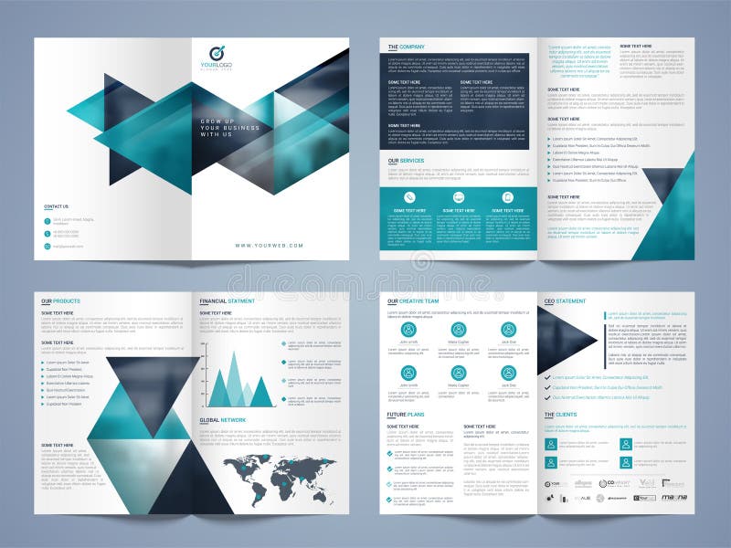 Eight Pages Business Brochure Set. Stock Illustration - Illustration of ...