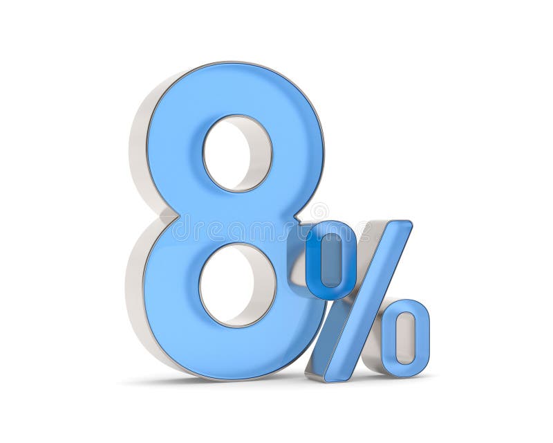 Eight Percent on White Background. Isolated 3D Illustration Stock ...