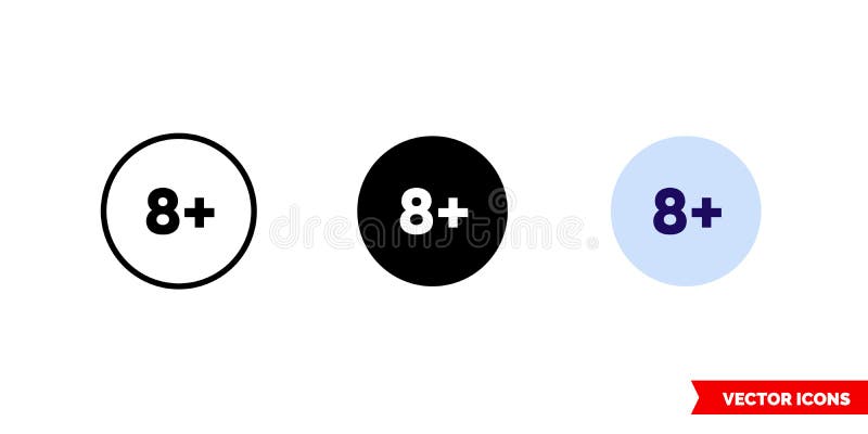 Eight Plus Icon of 3 Types. Isolated Vector Sign Symbol. Stock Vector ...