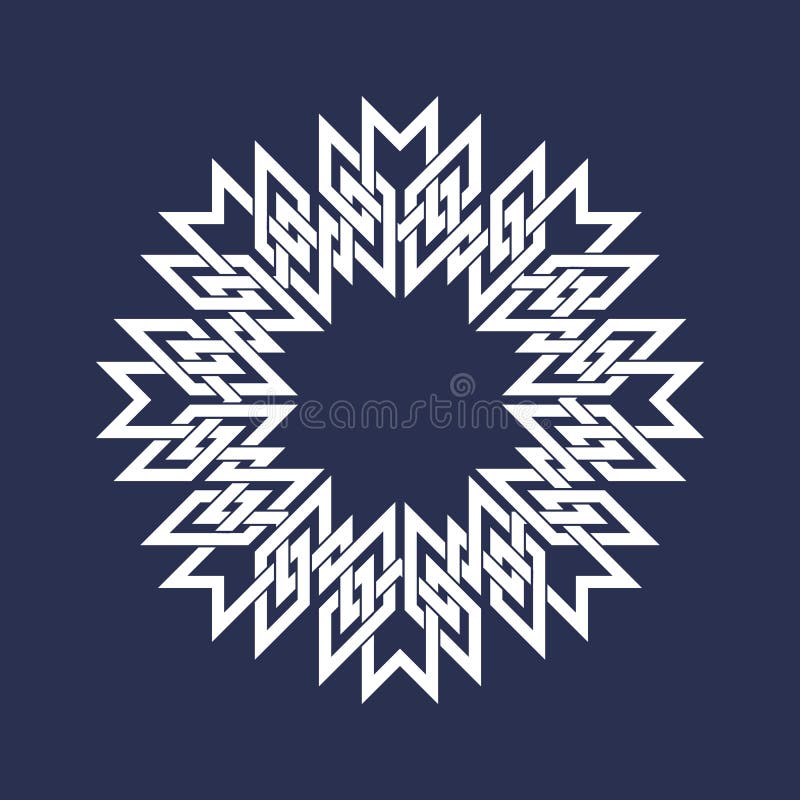 Eight Pointed Circular Pattern in Oriental Intersecting Lines Style ...