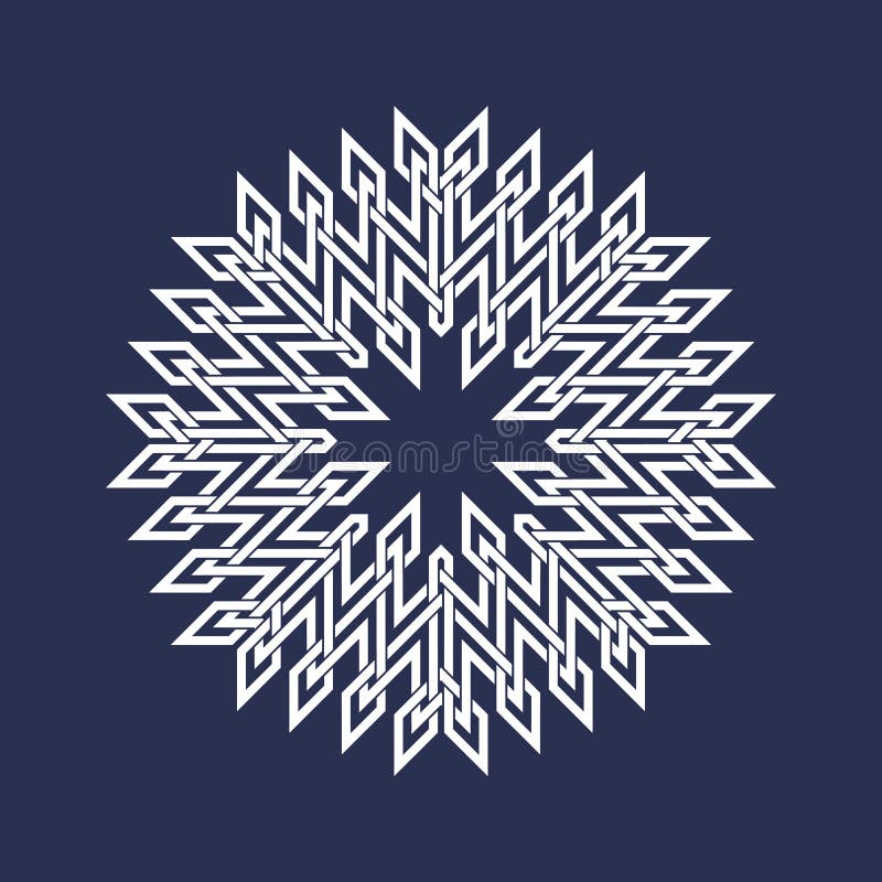 Eight Pointed Circular Pattern in Oriental Intersecting Lines Style ...