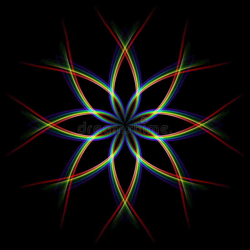 Eight-pointed Star Design Element Made of Colorful Glowing Lines Stock ...