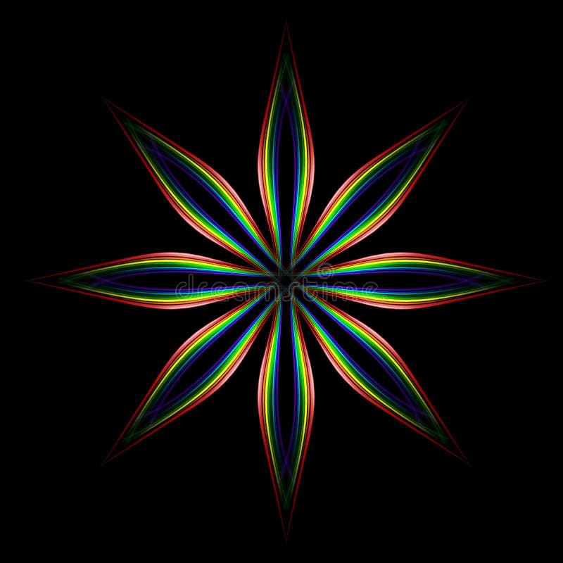 Eight-pointed Star Design Element Made of Colorful Glowing Lines Stock ...