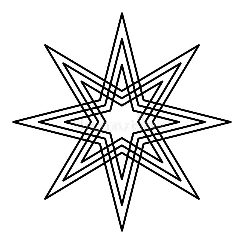 Six Pointed Star Symbol, Blossom Shaped, with Arched Offset Lines Stock ...