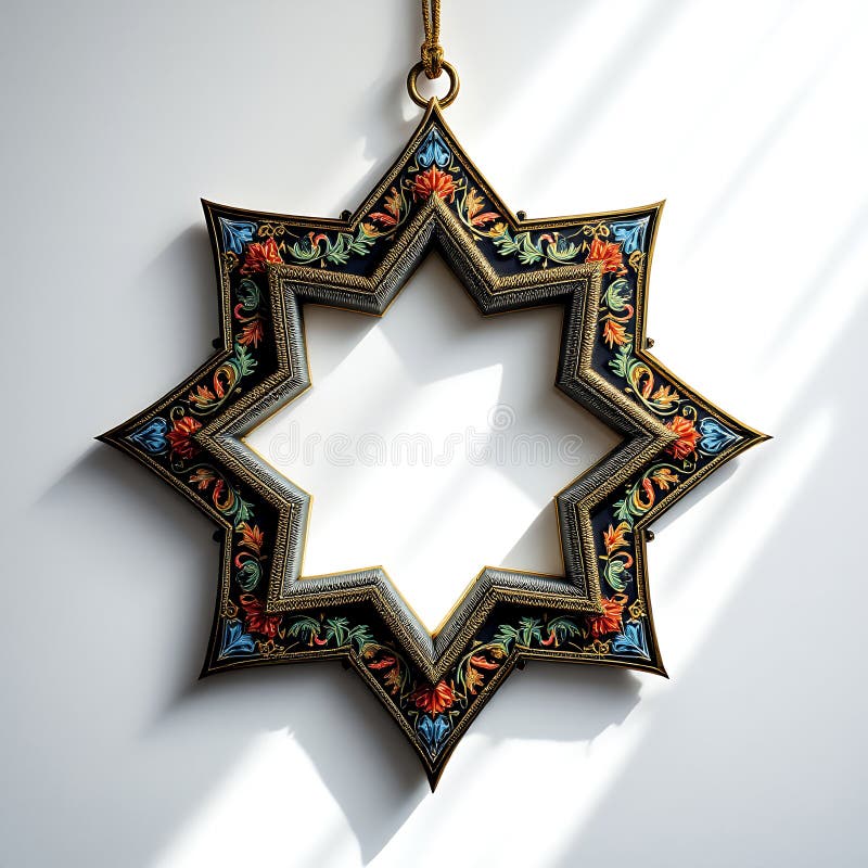 Intricate Eight-Pointed Star Frame with Floral Ornamentation Hanging ...