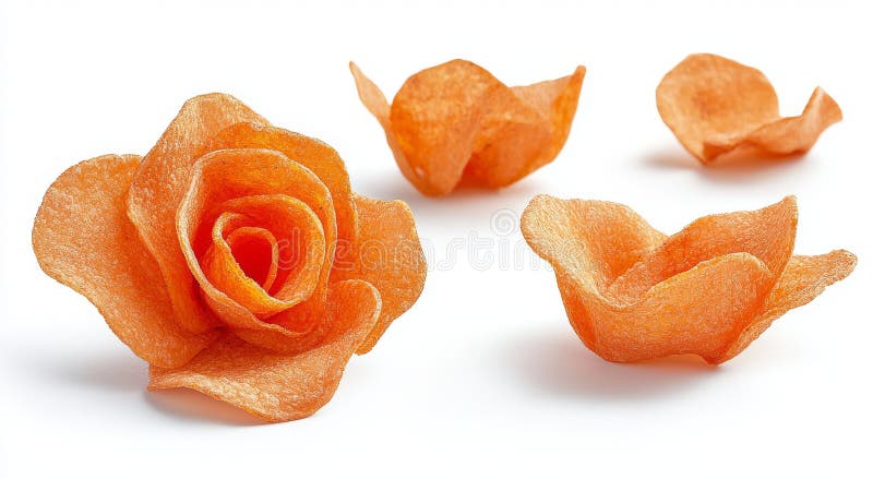 Eight Potato Chips, Colored Orange and Shaped Like Roses, Against a ...