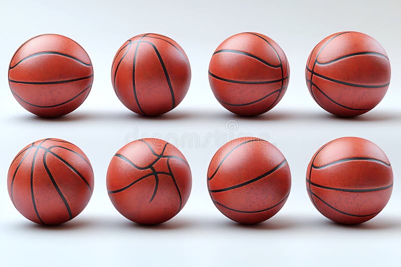 Eight Realistic 3D Rendered Basketballs Different Angles, Studio ...