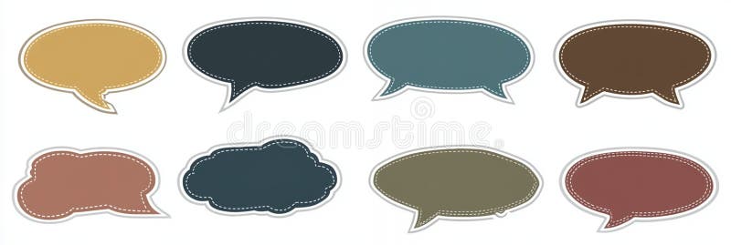 Eight Retro Style Speech Bubbles Design Elements Set Red Oval Text Chat ...