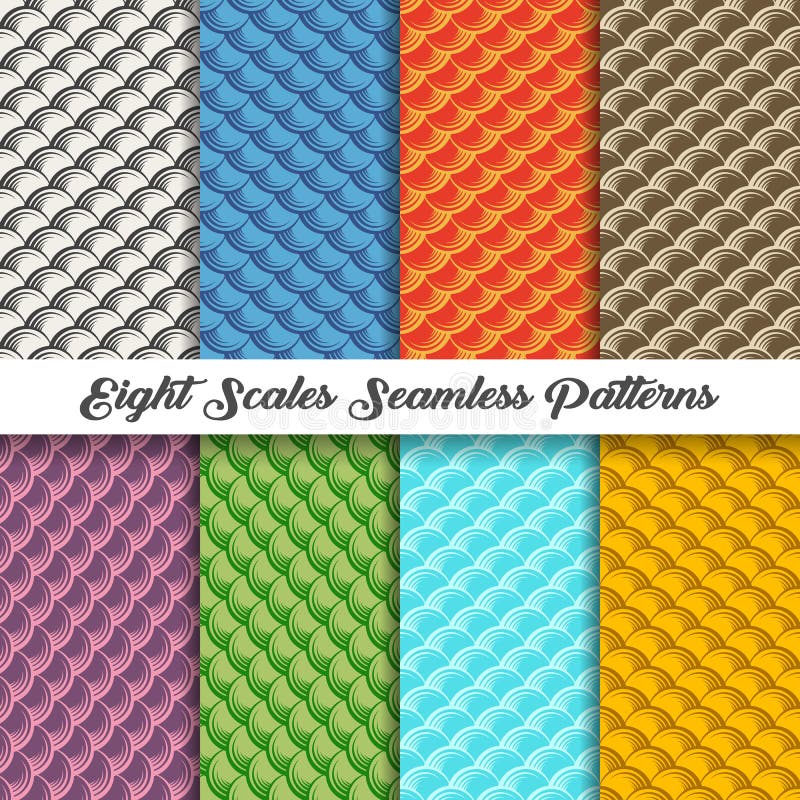 Eight Scales Seamless Patterns Stock Vector - Illustration of geometric ...