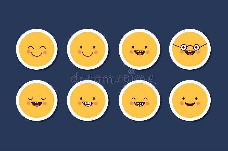 Eight smiling faces stock vector. Illustration of mouth - 226898316