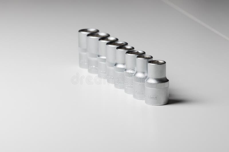 Eight Socket Wrenches Isolated on a White Background Stock Photo ...