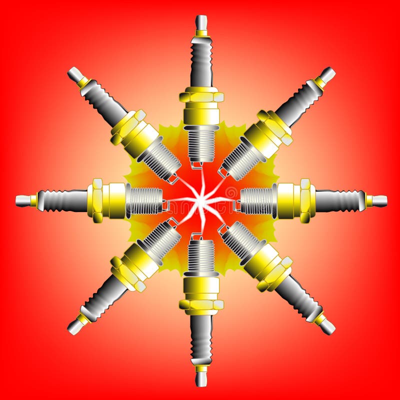 Eight Spark Plugs stock vector. Illustration of power - 97971378