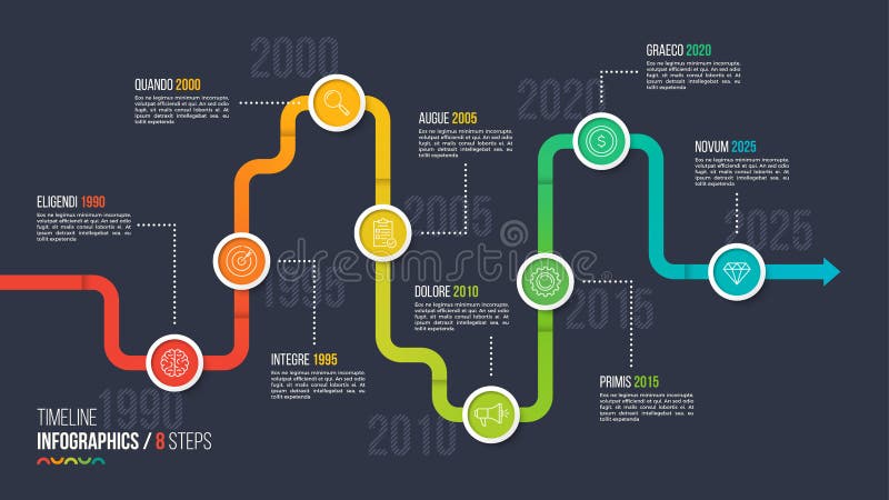 Eight Steps Timeline or Milestone Infographic Chart. Stock Vector ...