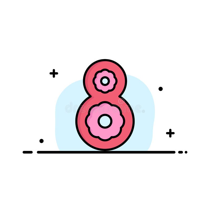 Eight, 8th, 8, Flower Business Flat Line Filled Icon Vector Banner ...