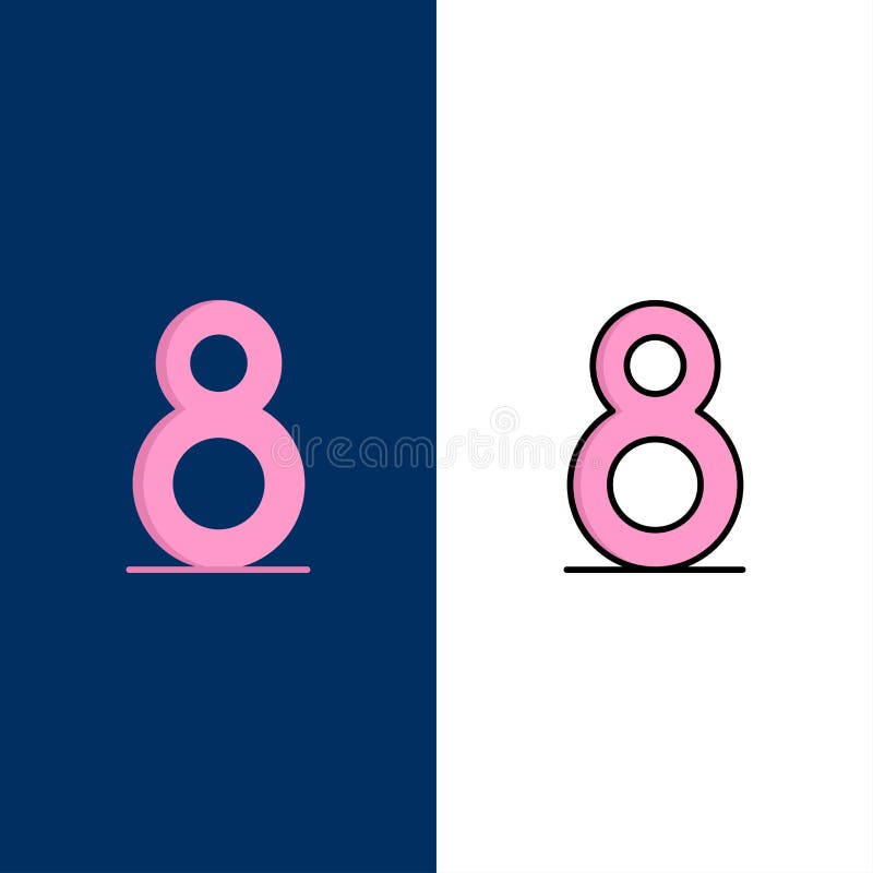 Eight, 8th, 8, Icons. Flat And Line Filled Icon Set Vector Blue ...