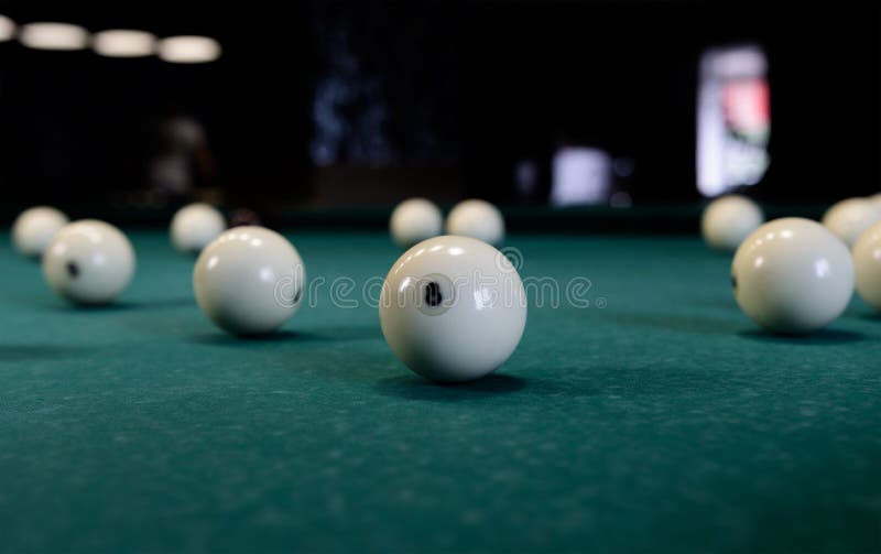 Eight White Billiard Ball on a Pool Table. Stock Image - Image of games ...