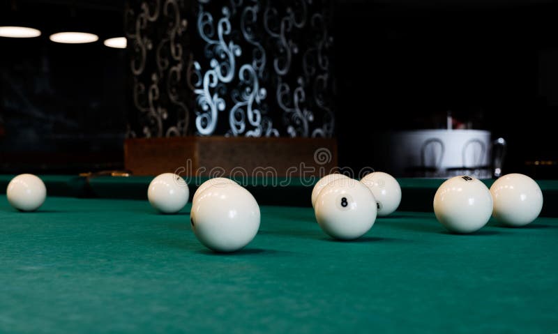 Eight White Billiard Ball on a Pool Table. Stock Image - Image of ...