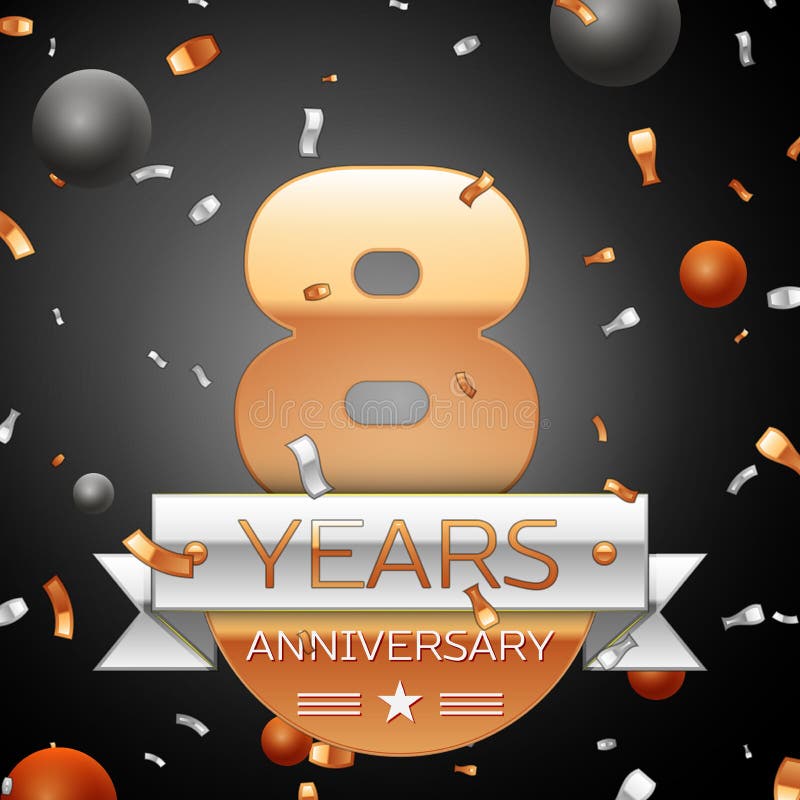 Eight Years Anniversary, 8 Number Shaped Birthday Candle With Fire On ...