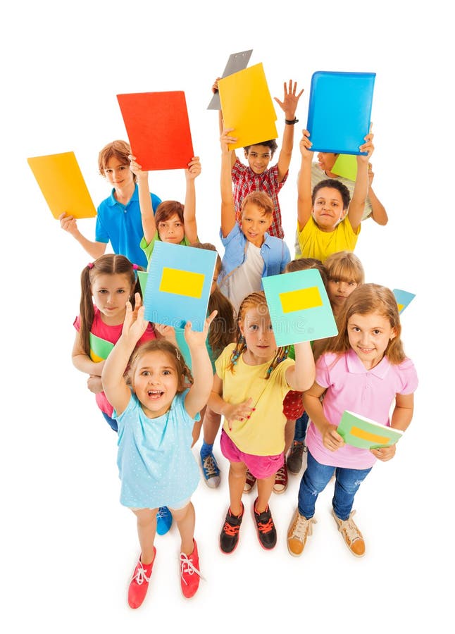 Group of Eight Happy Kids in Star Shape Stock Image - Image of laying ...
