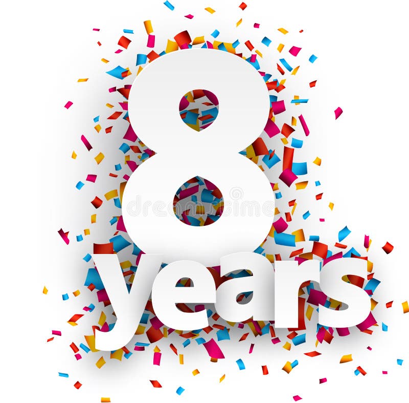 Eight Years Anniversary, 8 Number Shaped Birthday Candle with Fire on ...