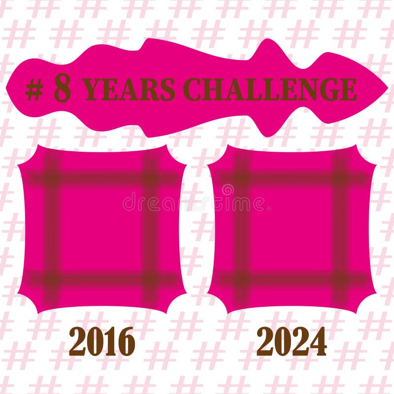 Eight Years Timeline. Vector Hashtag Progress Squares. Magenta Time ...