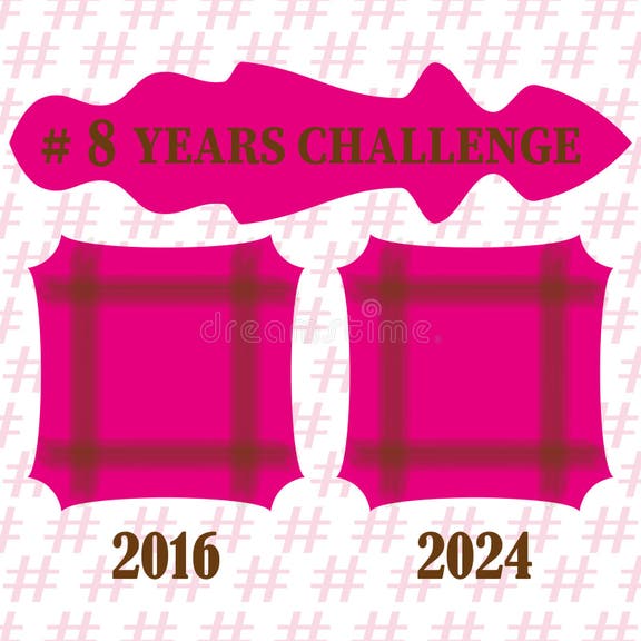 Eight Years Timeline. Vector Hashtag Progress Squares. Magenta Time ...