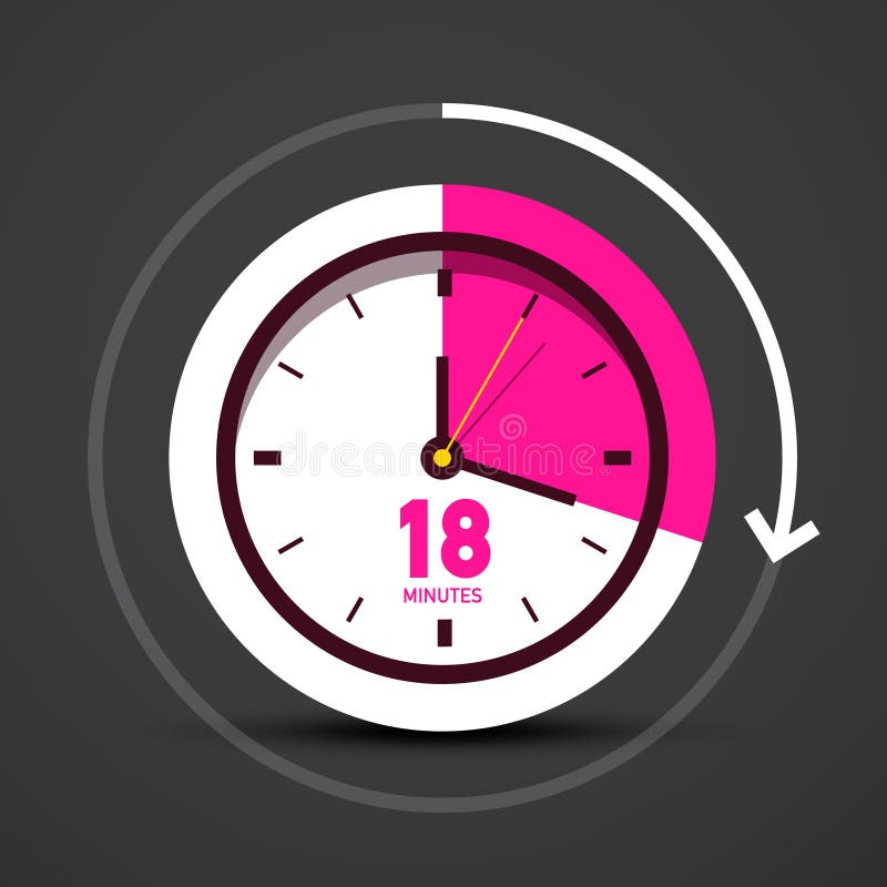 18 Eighteen Minutes Icon with Clock. Watch Symbol Stock Vector ...