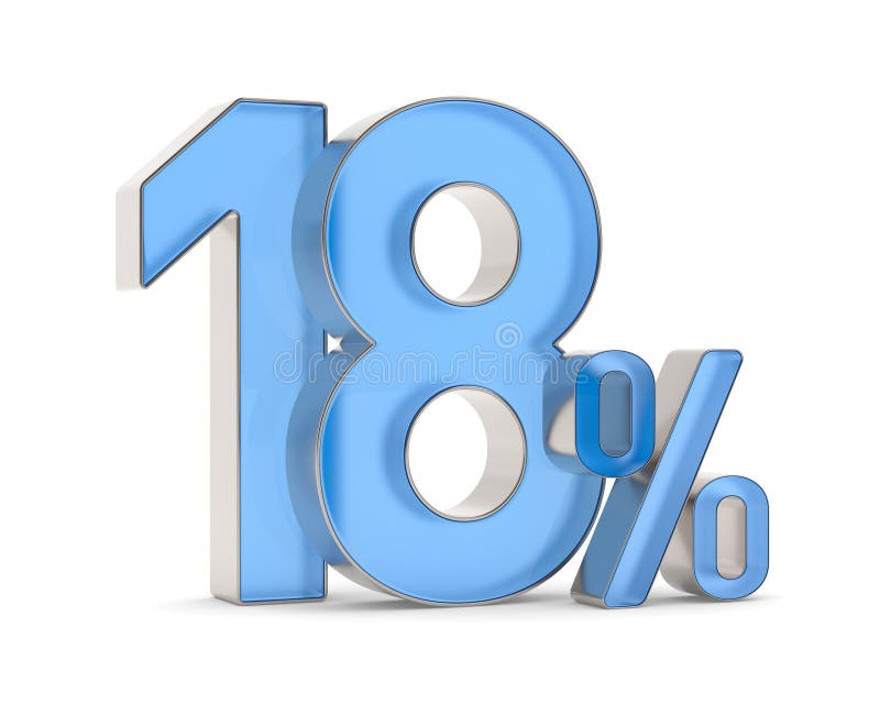 Eighteen Percent on White Background. Isolated 3D Illustration Stock ...