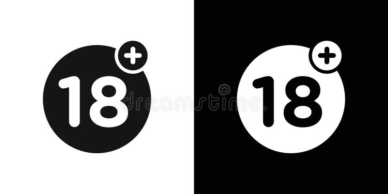 Eighteen Plus Icon Flat Vector Set Outline Stock Vector - Illustration ...