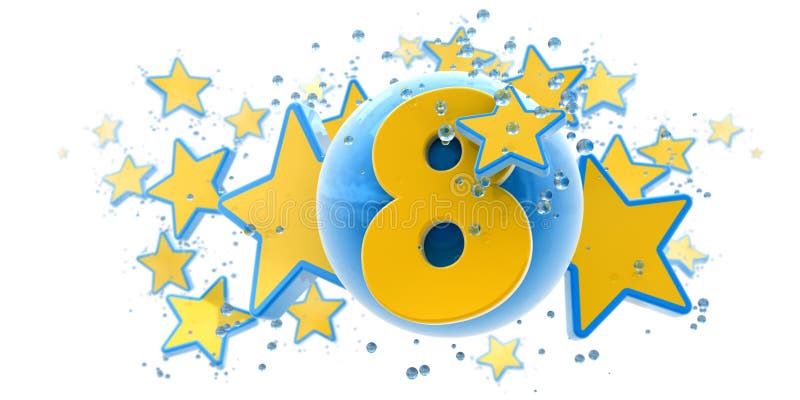 Eighth Anniversary Blue and Yellow Stock Illustration - Illustration of ...