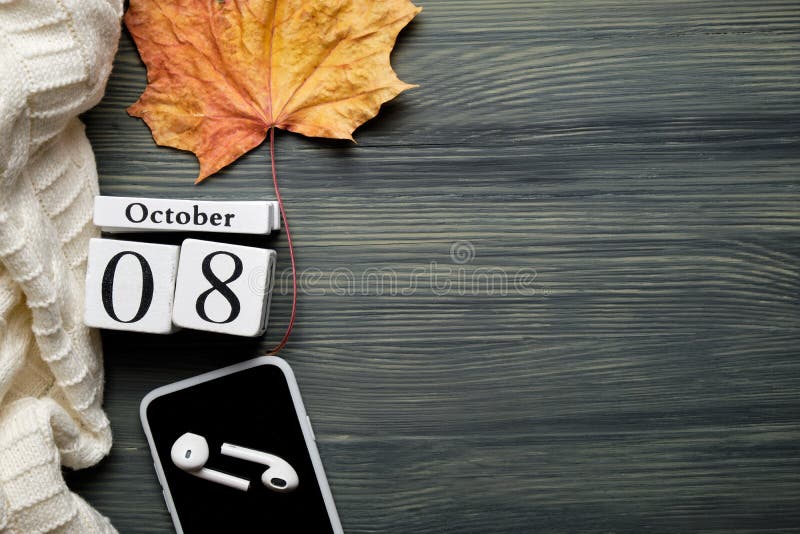 Calendar. October 20th. Wood Cube Calendar with Date of Month and Day ...