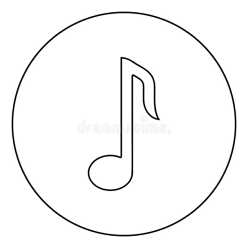 Eighth Note Icon in Circle Round Outline Black Color Vector ...