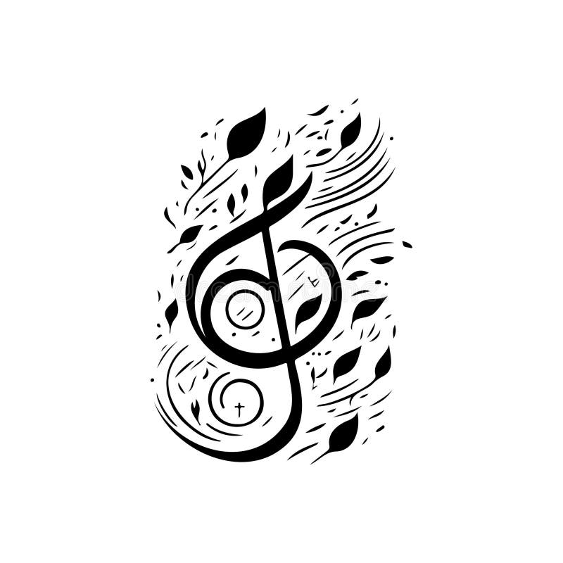 Eighth Note Icon Hand Draw Black Colour Podcast Logo Symbol Perfect ...