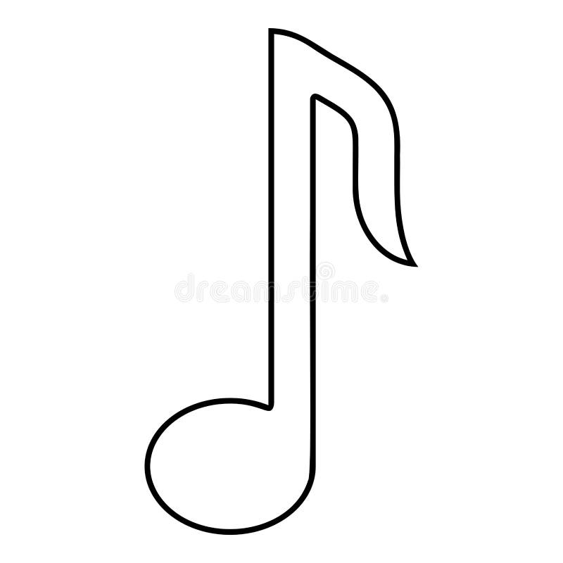 Eighth Note Icon Outline Black Color Vector Illustration Flat Style ...