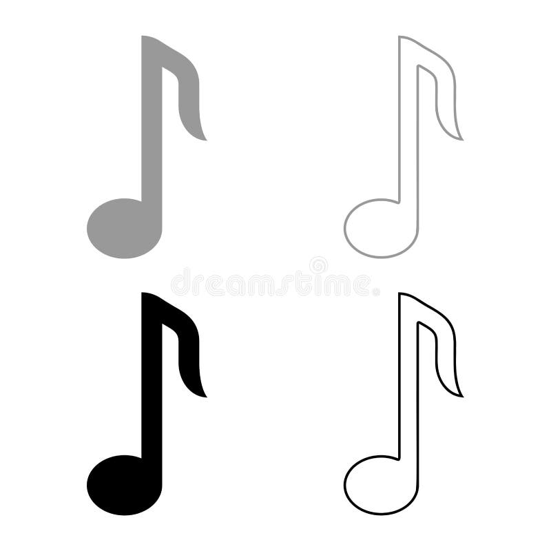 Eighth Note Icon Outline Set Black Grey Color Vector Illustration Flat ...