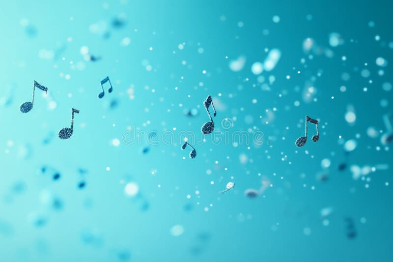 Eighth Notes are Floating on a Gradient Blue Background, Representing ...