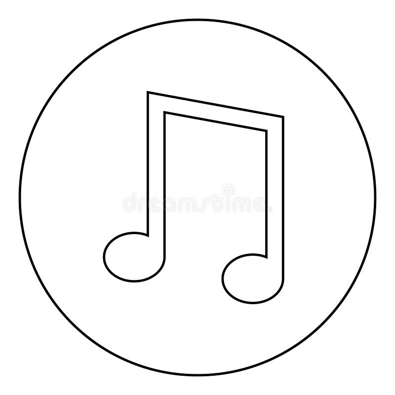 Eighth Notes Icon in Circle Round Outline Black Color Vector ...